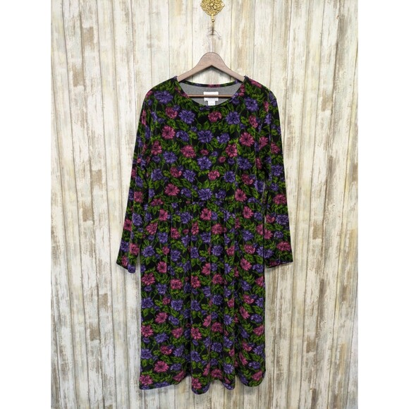 Hanes | Dresses | Vintage Hanes Velvet Dress Floral Signature Pleated ...
